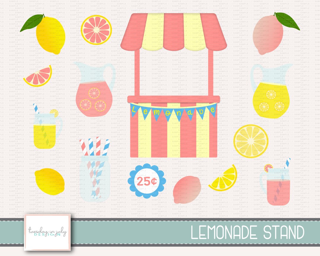 Lemonade Stand-lemonade-lemons-clipart Set, Commercial Use, Instant ...