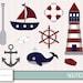 Nautical-whale-lighthouse-sailboat-anchor-clipart Set, Commercial Use ...