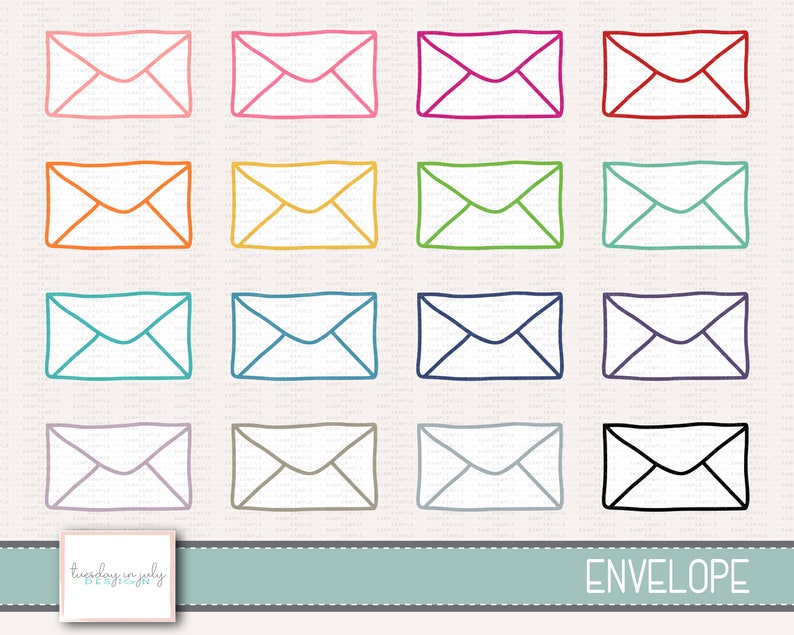 Doodle Envelope Envelopes Mail Envelope Hand Drawn Clipart - Etsy