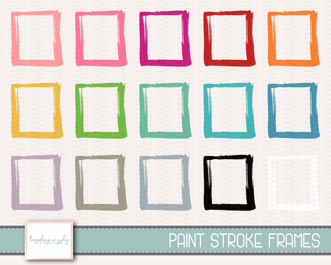 Paint Stroke Frames- Dry Brush Paint Strokes-frames-clipart Set ...