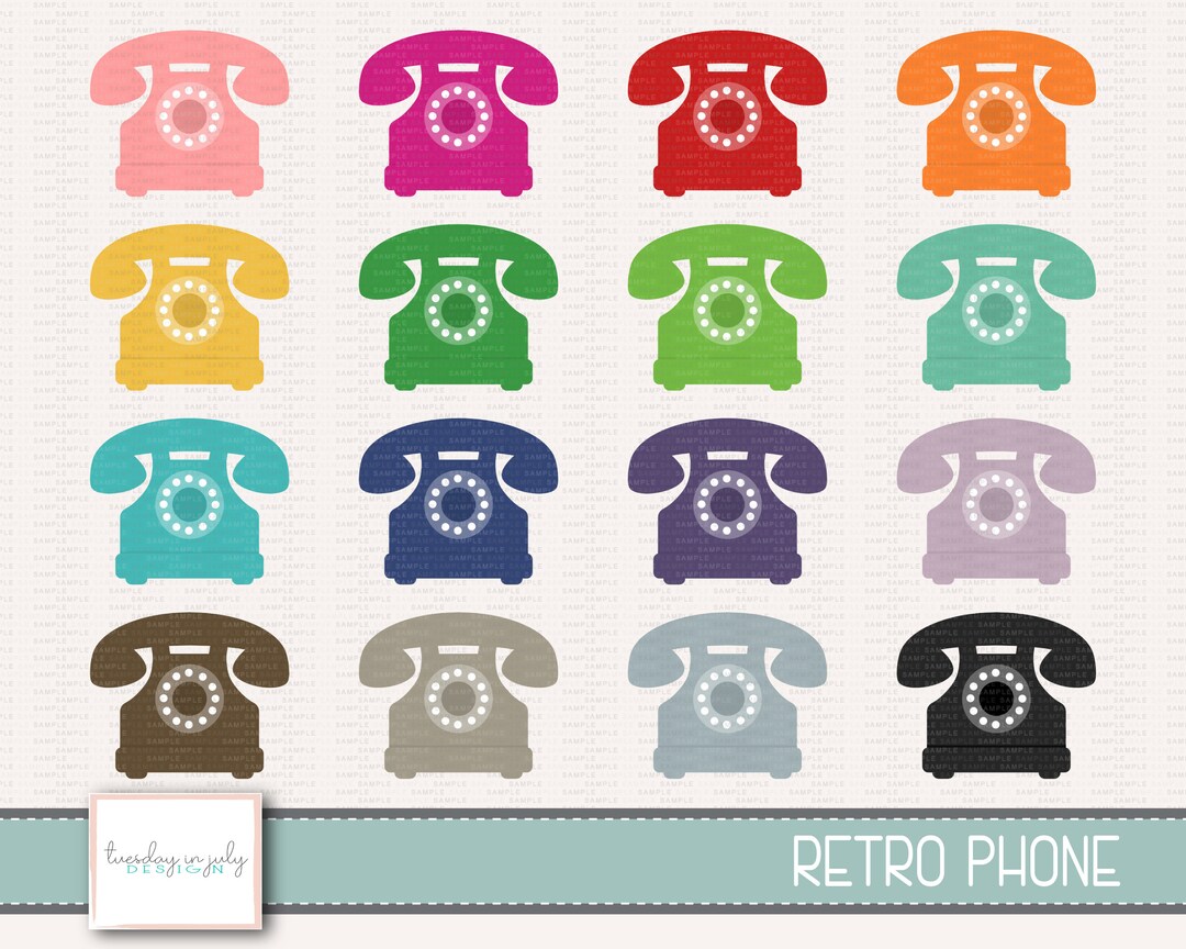 Retro Phone- Retro Telephone- Clipart Set, Commercial Use, Instant ...