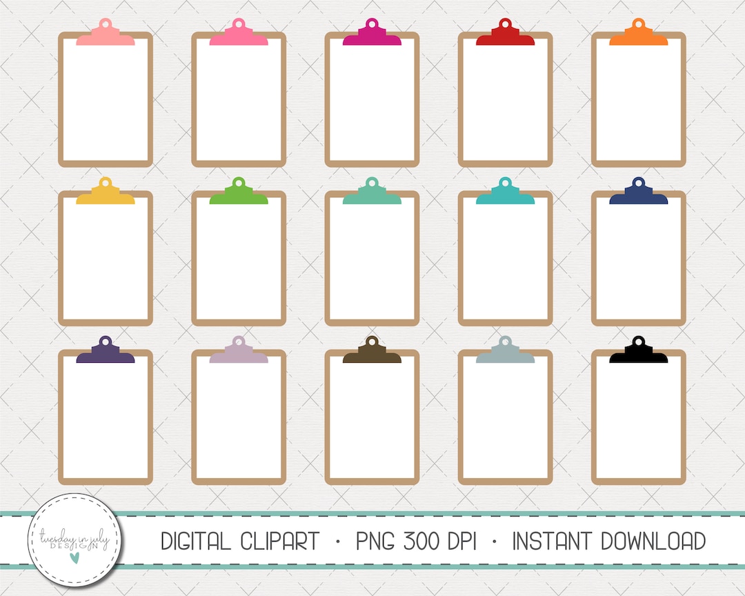 Clipboard Clipart Set, Clipboards PNG, Commercial Use, Instant Download ...
