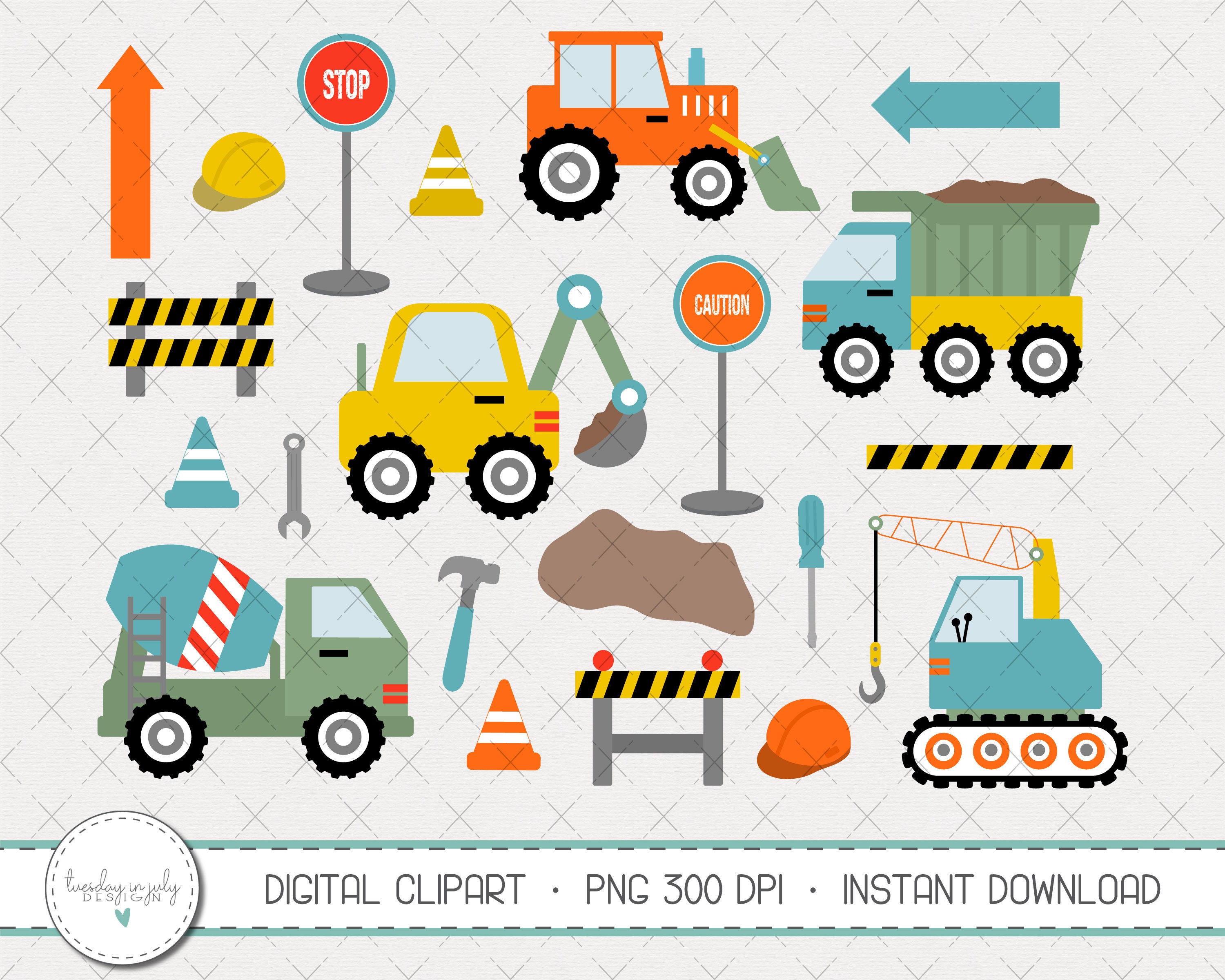 Construction Clipart Set, Construction Trucks, Construction Digital ...
