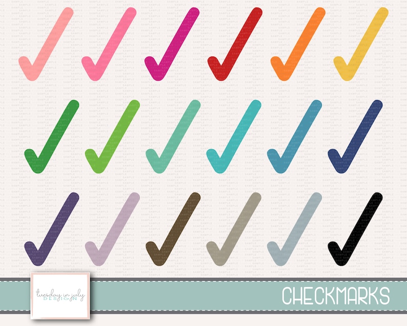 Checkmark Checkmarks Checks Hand Drawn Clipart Set, Commercial Use ...