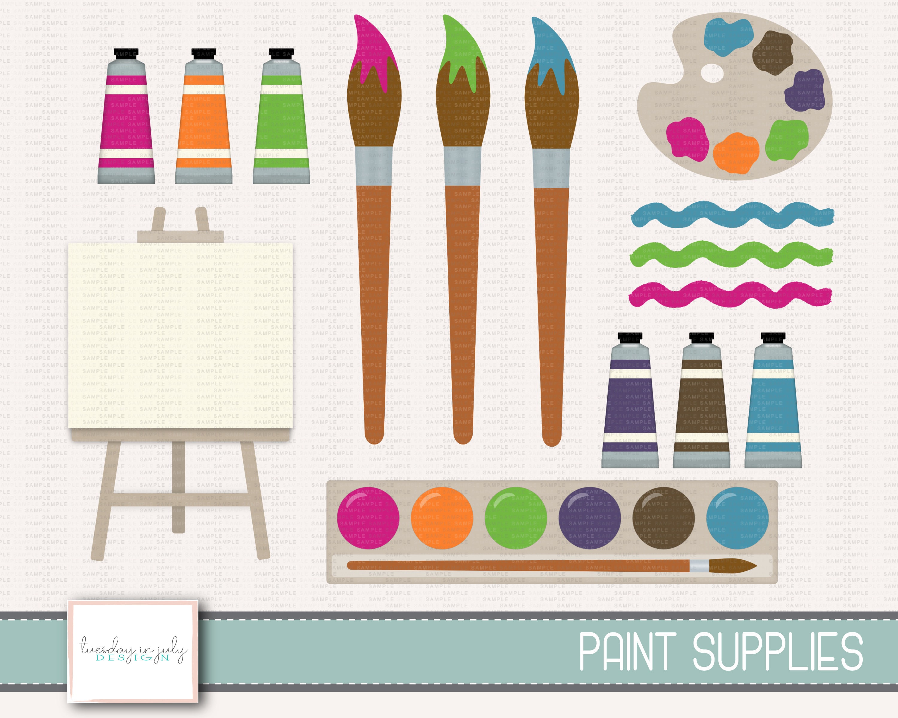 Paint Paint Supplies Paint Brush Paints Art Clipart Set - Etsy