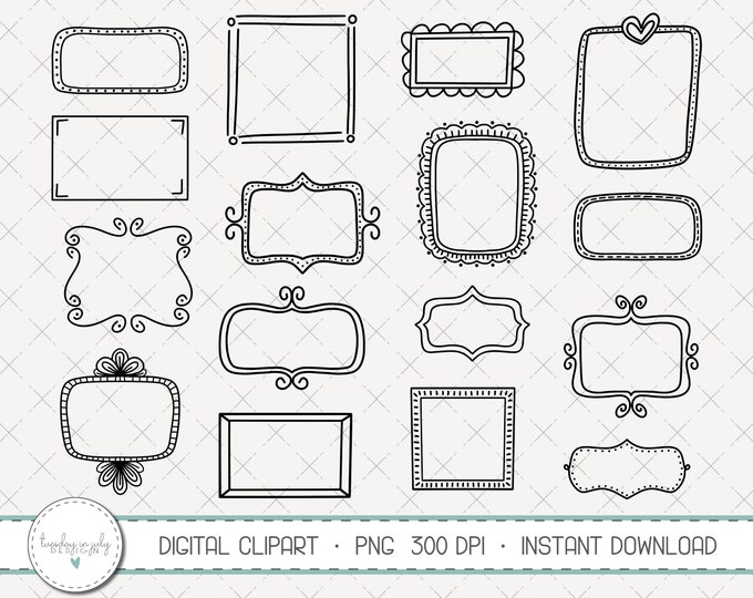Star Border Clipart, Doodle Frame PNG, Rectangle Frame Png, Digital ...