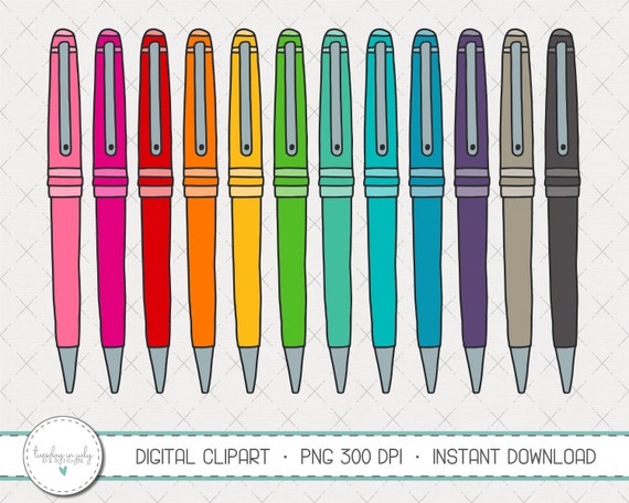 Pens Clipart Set Writing Pens Ink Pens Commercial Use - Etsy