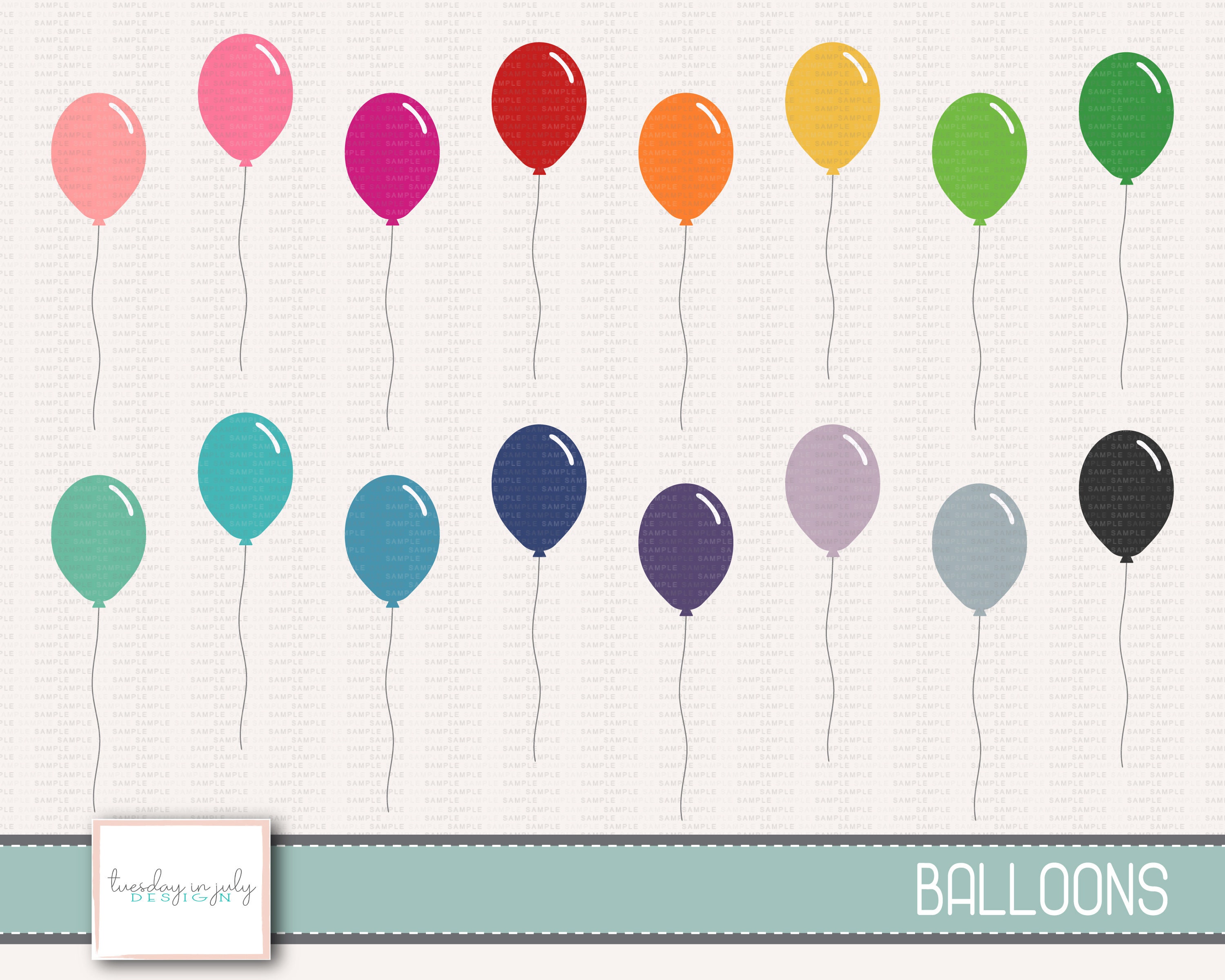Balloons, Party Balloons Clip Art, Party, Clipart Set, Commercial Use ...