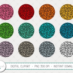 Leopard Print Circles Clip Art Set, Circle PNG, Leopard Print Circle ...