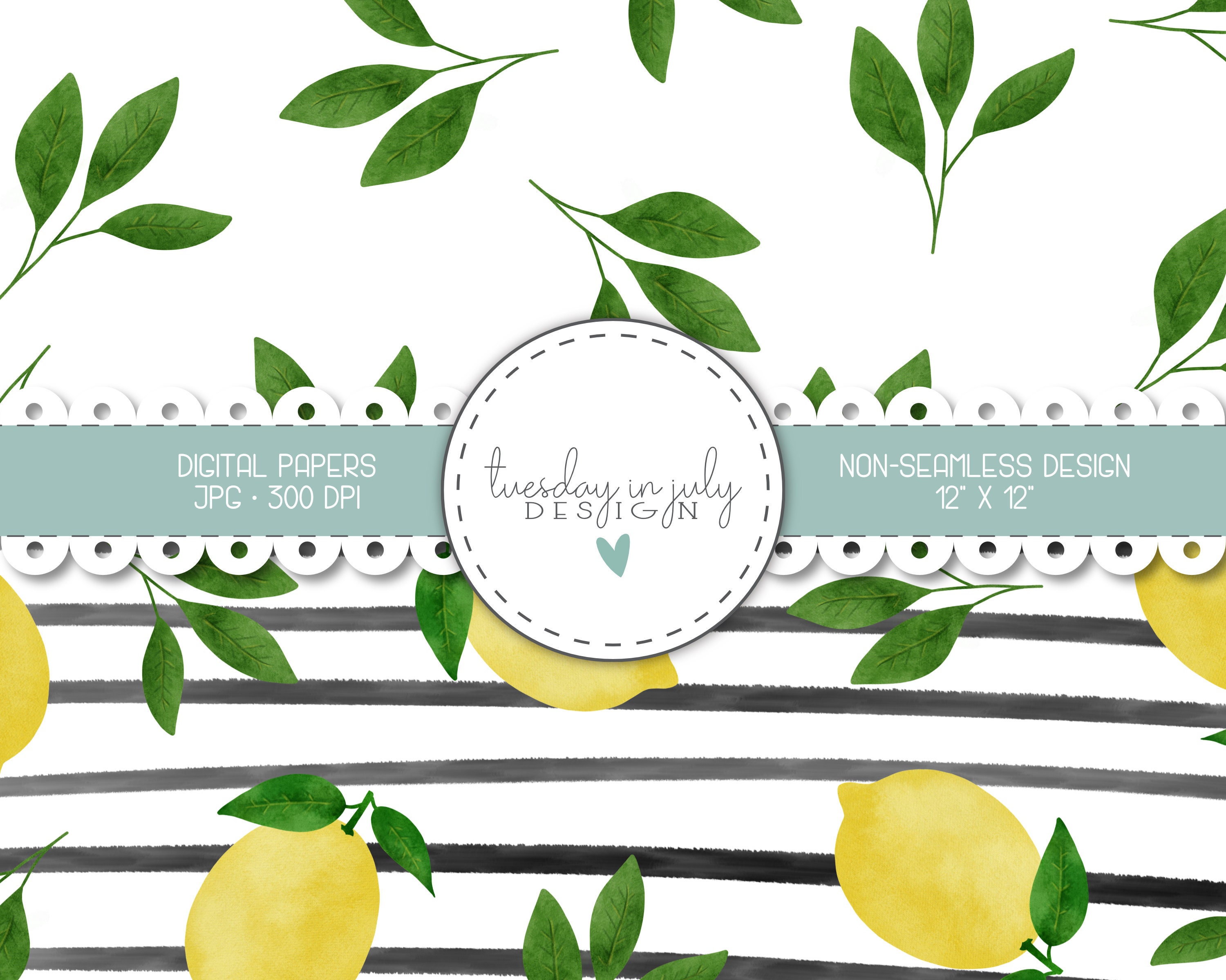 Watercolor Lemons Digital Paper Pack Lemon Digital Papers - Etsy