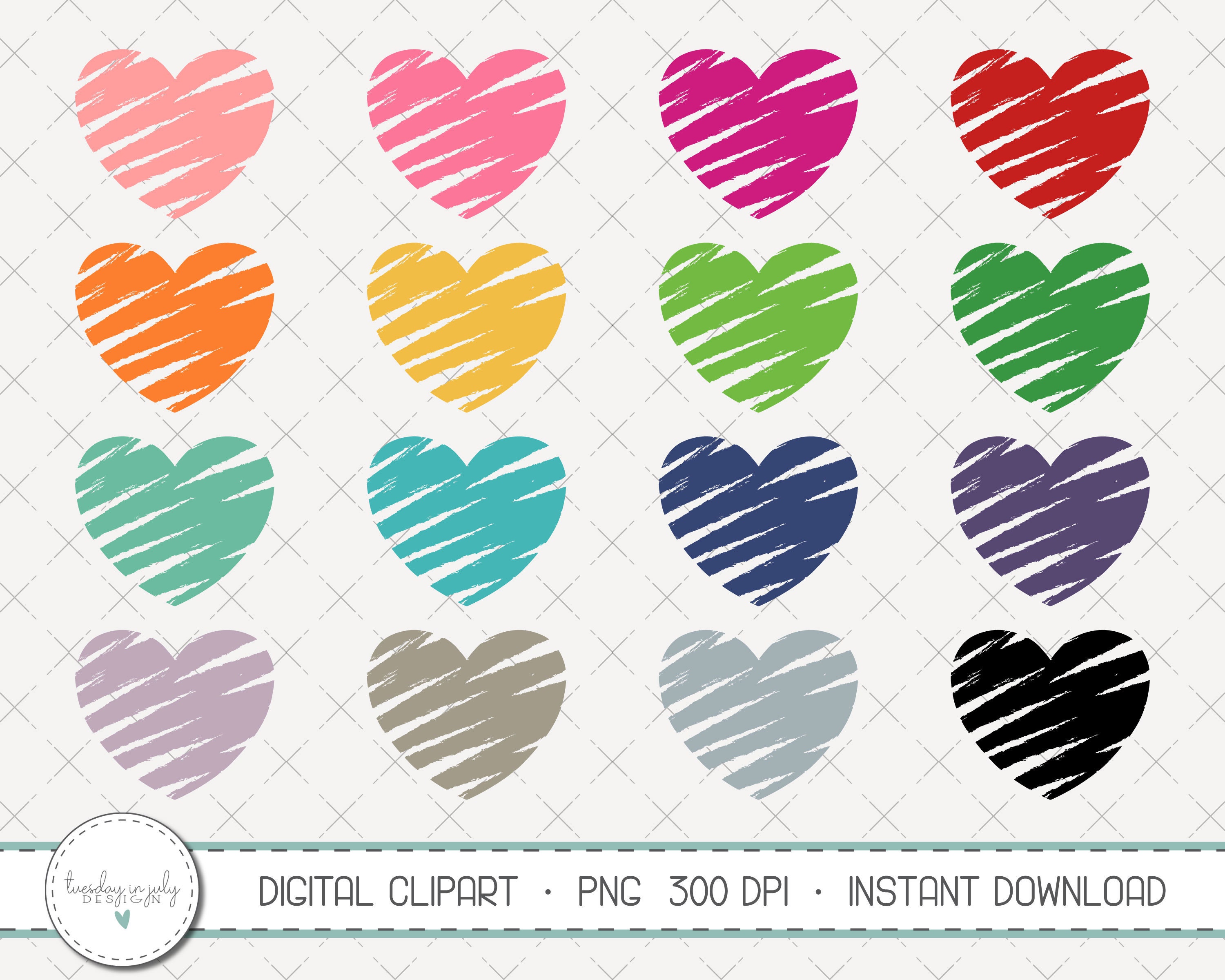 Scribble Hearts Heart Hearts Clip Art-clipart Set - Etsy