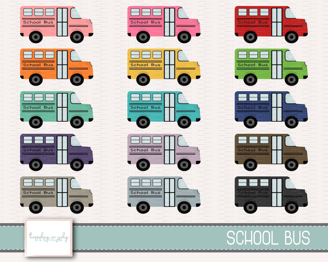 School Bus- Bus- School Buses- Clipart Set, Commercial Use, Instant ...