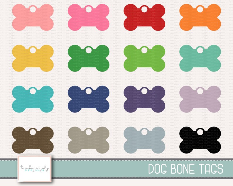 Dog Bone Tag dog Bone Clipart Set, Commercial Use, Instant Download ...