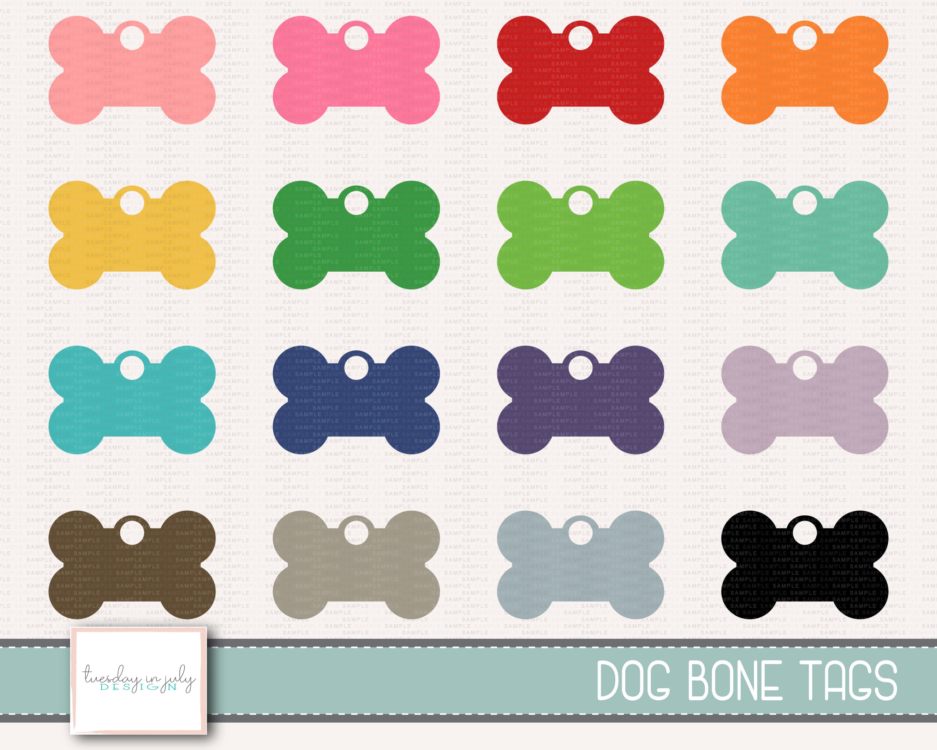 Dog Bone Tag dog Bone Clipart Set, Commercial Use, Instant Download ...