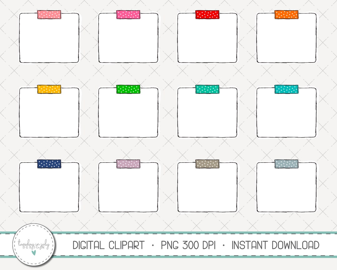 Paper With Washi Tape Clipart Set, Washi Take PNG, Commercial Use ...