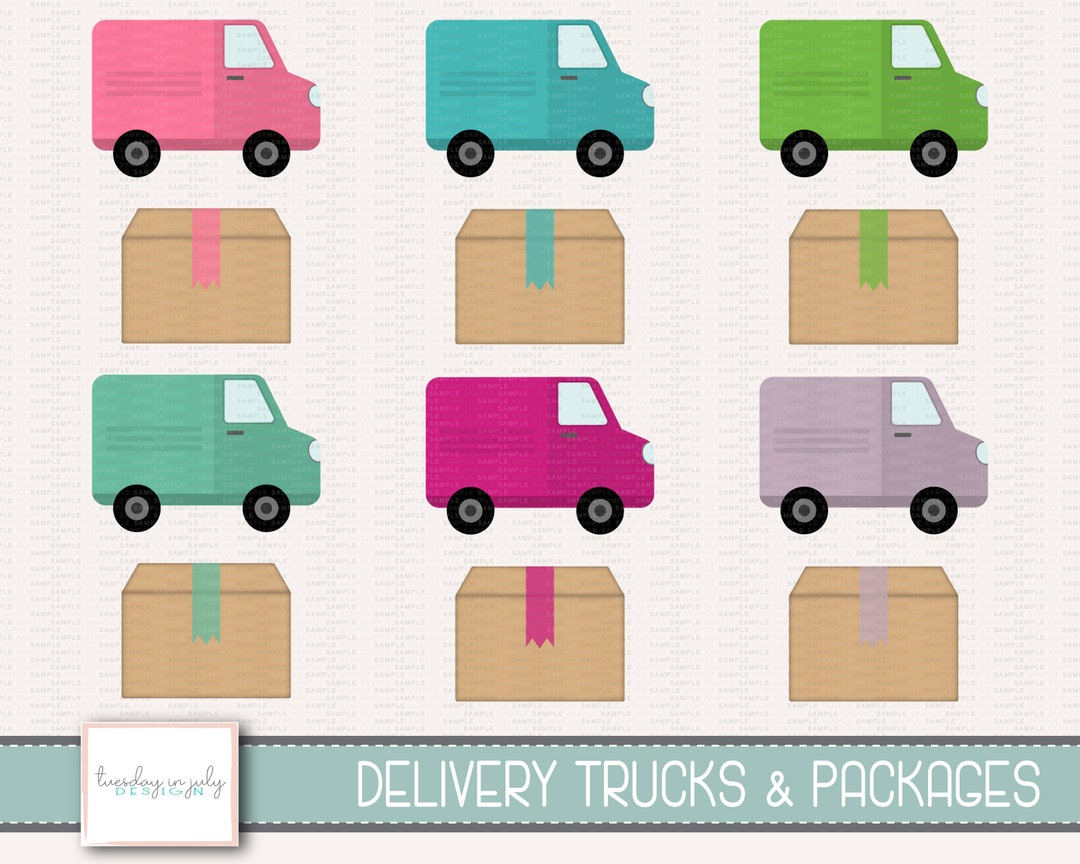 Delivery Truck & Package Clipart Set, Commercial Use, Instant Download ...