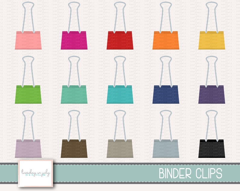 Binder Clip Clipart Set Commercial Use Instant Download - Etsy