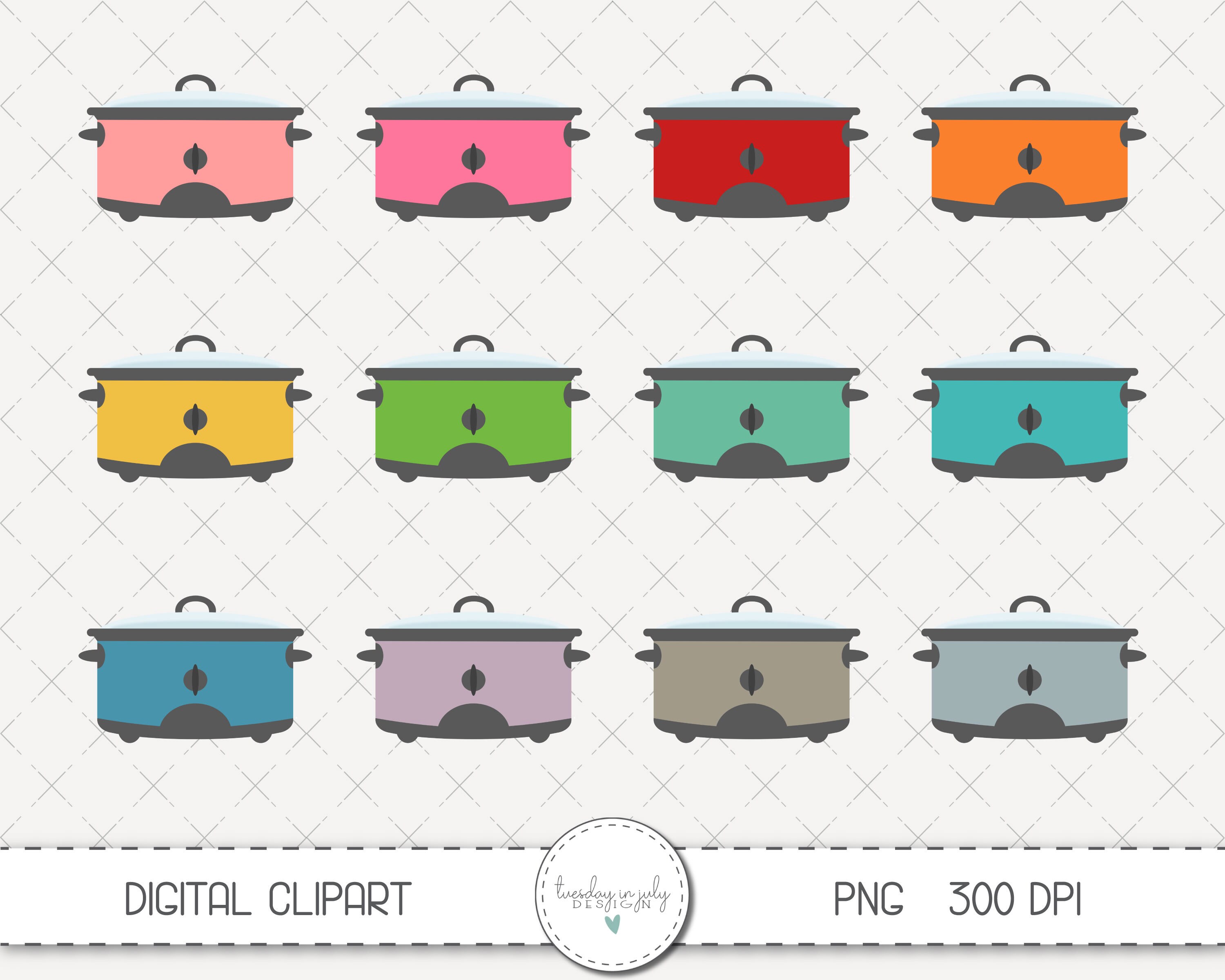 Slow Cooker- Instant Cooker- Cooker- Clipart Set, Commercial Use ...