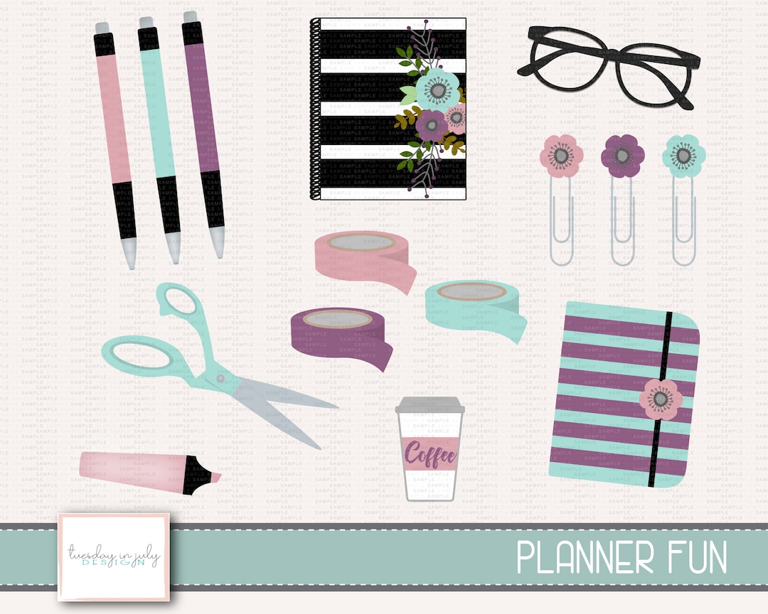 Planner-planning-planner Fun Clipart Set Commercial Use - Etsy