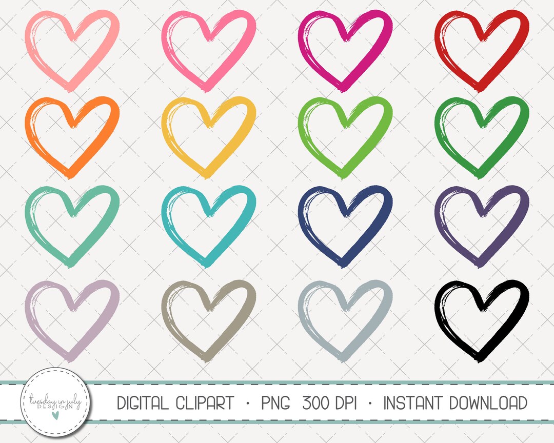 Doodle Heart Clip Art Set – Dry Marker Style (digital Download) - Etsy