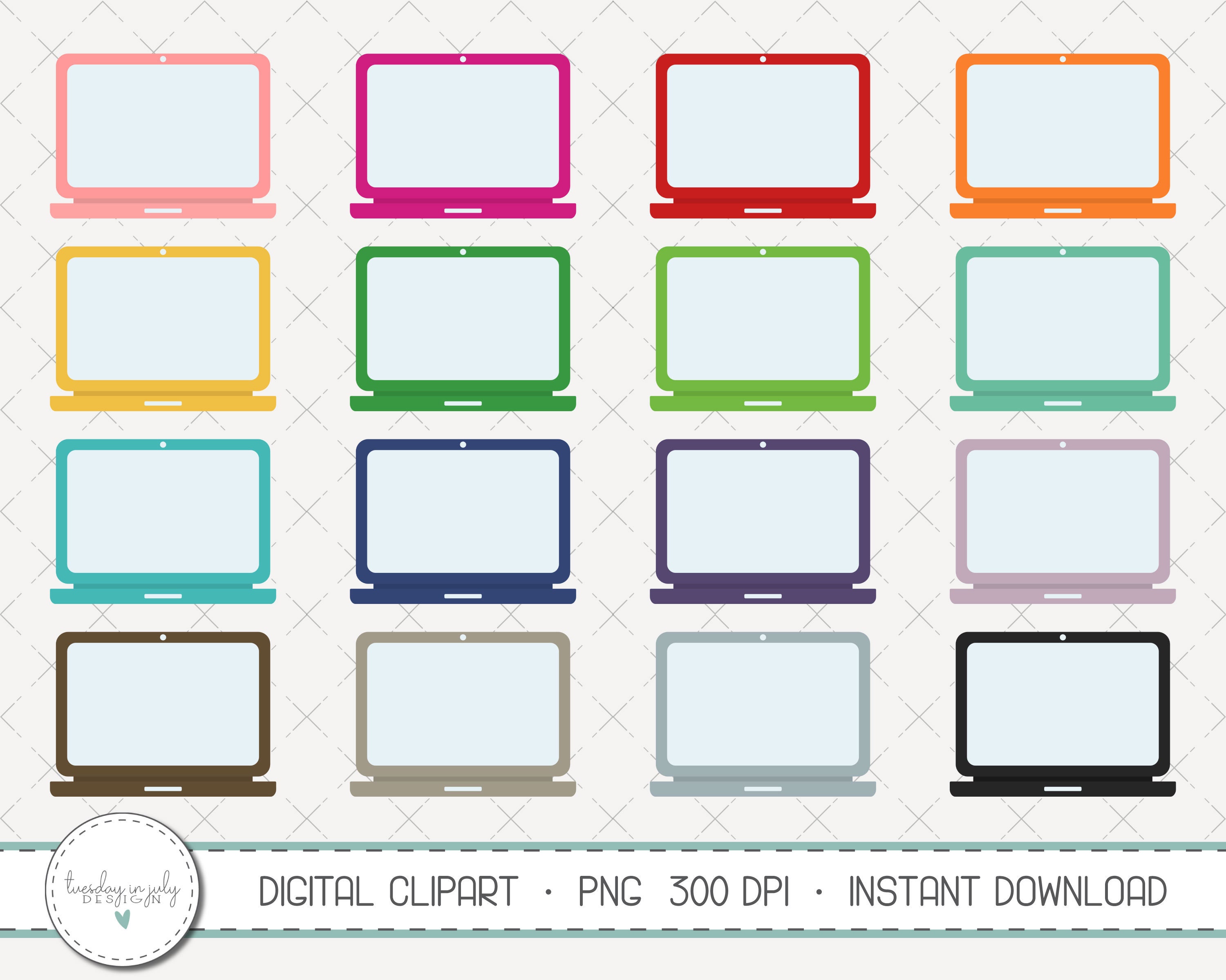 Colorful Laptop Clipart Set – Commercial Use PNG (digital Download) - Etsy