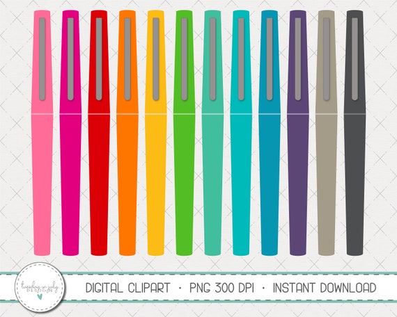 Felt Tip Pens Clipart Set Marker Pens PNG Commercial Use - Etsy