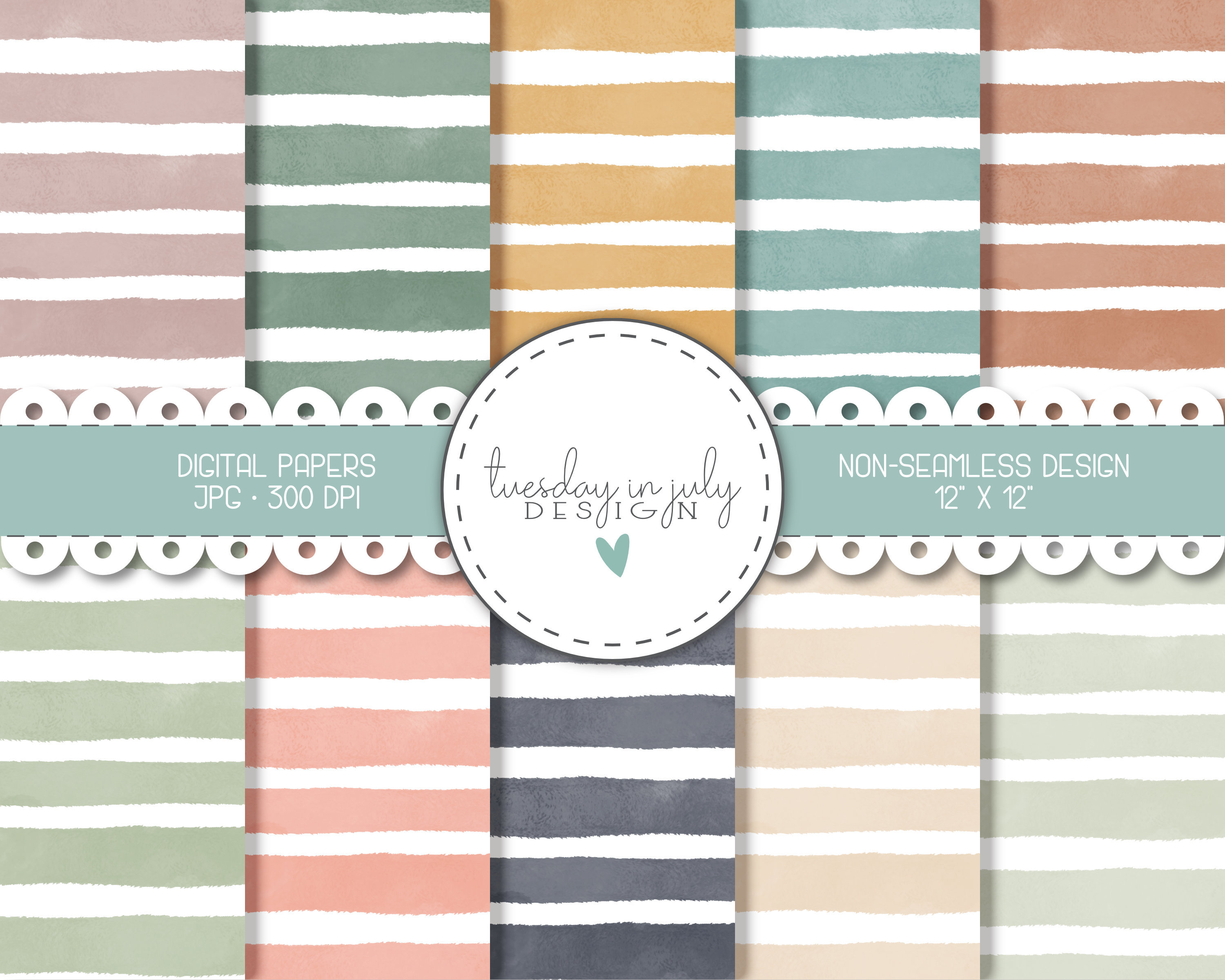 Watercolor Stripes Digital Paper Pack Watercolor Stripes - Etsy