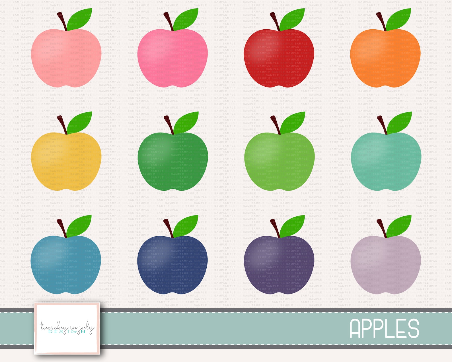 Apple Apples Fruit Clipart Set Commercial Use Instant - Etsy