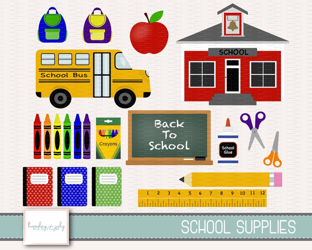 Back to School-school-bus-chalkboard-clipart Set, Commercial Use ...