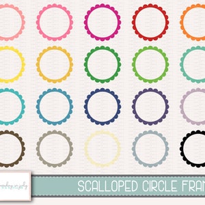 Scalloped Circle Frame- Scalloped Circle- Frames- Clipart Set ...