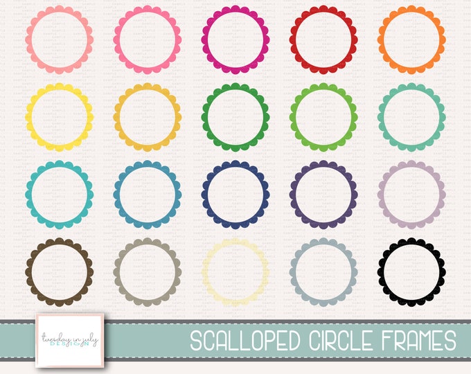 Simple Circle Frames, 9 Inch Round Clip Art Border Digital Stamp ...