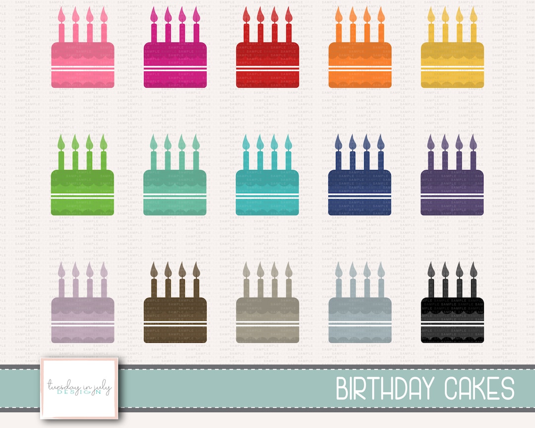 Birthday Cake-clipart Set, Commercial Use, Instant Download, Digital ...