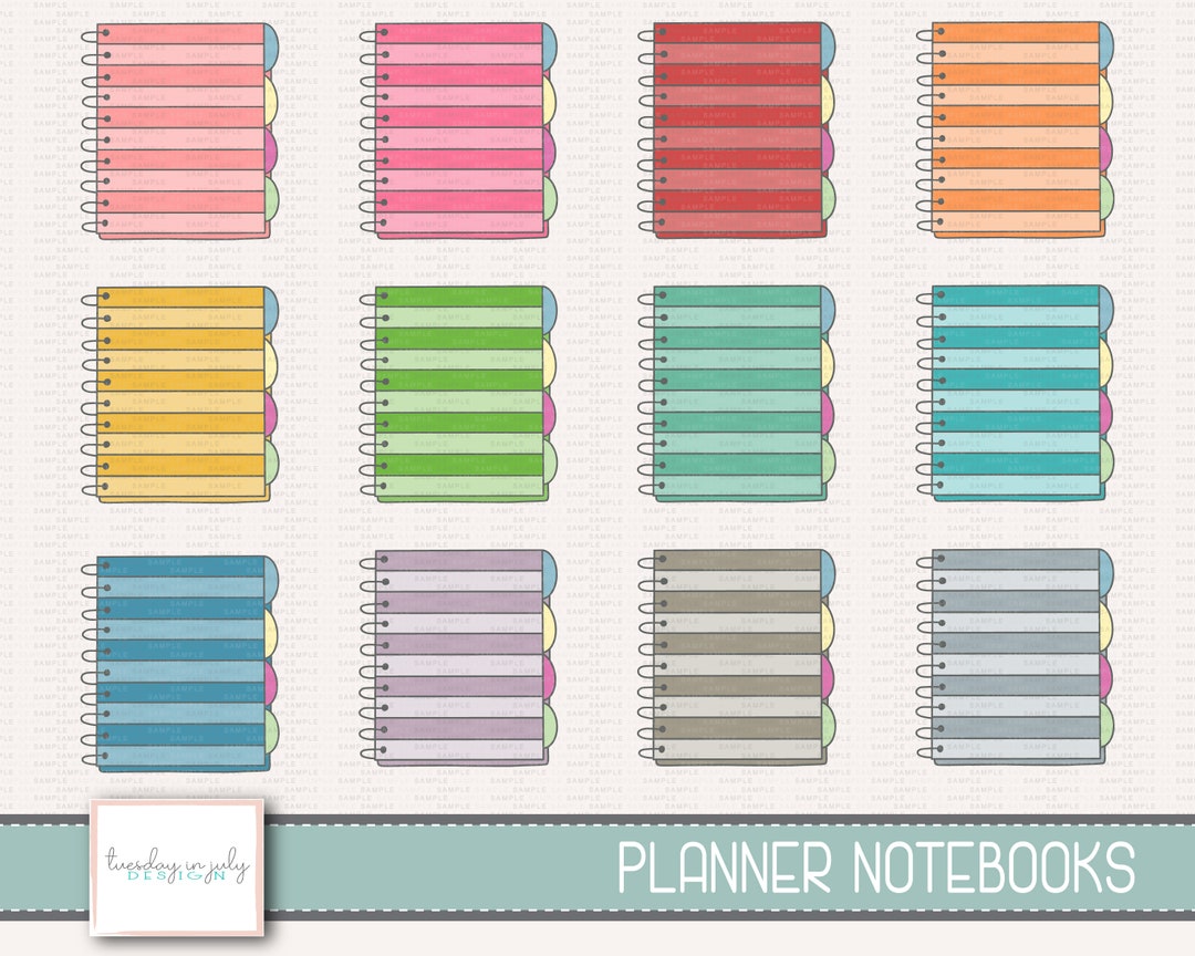 Planner Notebooks- Clipart Set, Planner Clipart, Notebook, Commercial ...