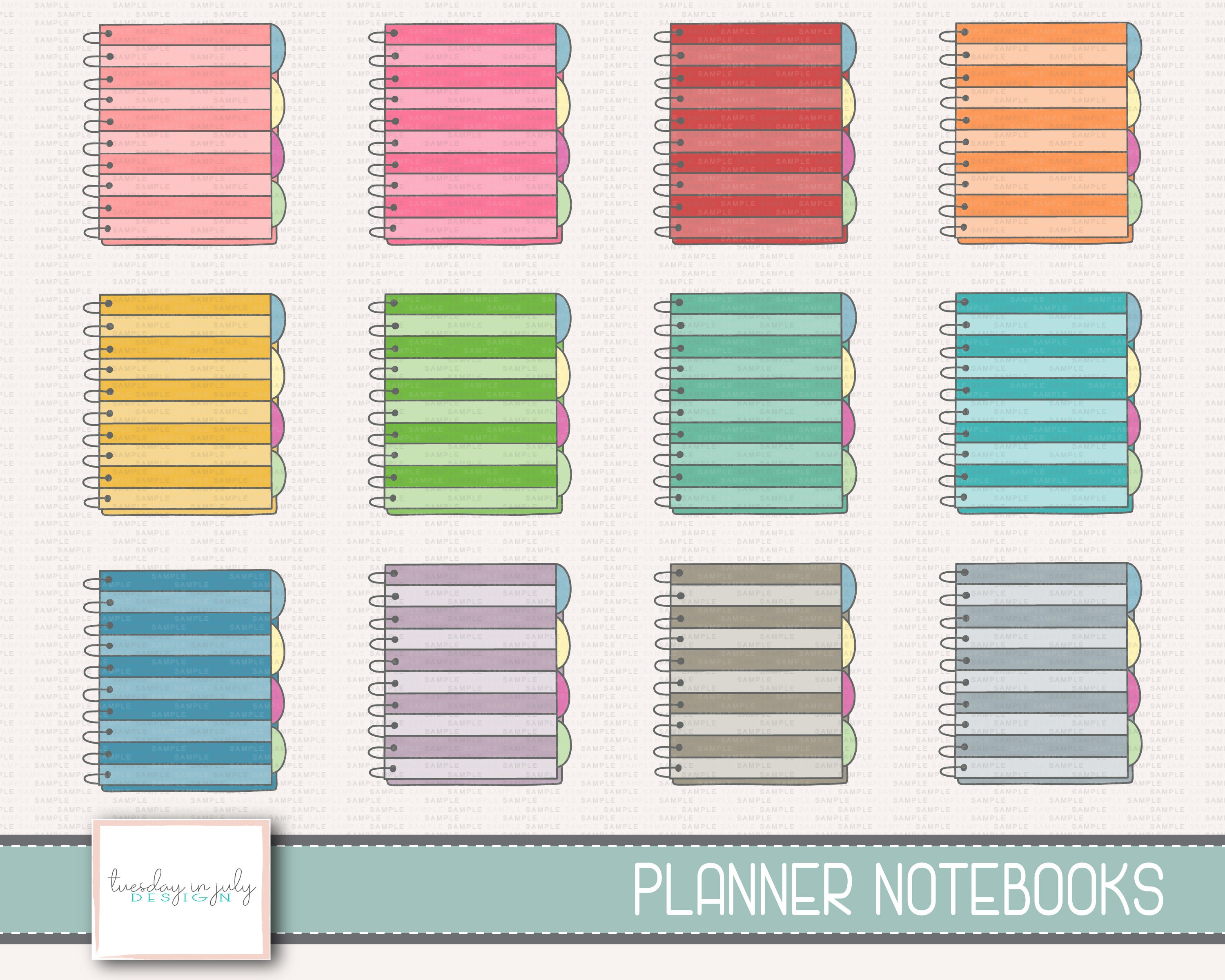 Planner Notebooks Clipart Set, Planner Clipart, Notebook, Commercial ...