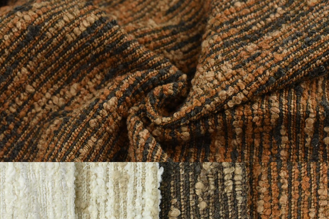 Heavy Weight Wool Blend Ivory Brown Boucle Texture Upholstery Fabric ...