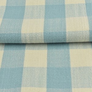 100% Pure Cotton Light Blue and Cream Vintage Buffalo Plaid Jacquard ...