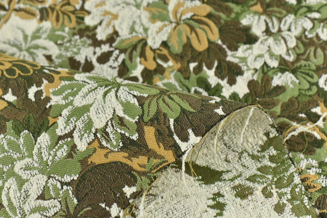 Heavy Weight Vintage Green Floral Jacquard Upholstery Fabric for Chair ...