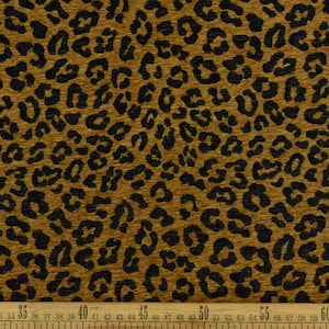Modern Leopard Pattern Luxury Black Gold Chenille Upholstery Fabric ...