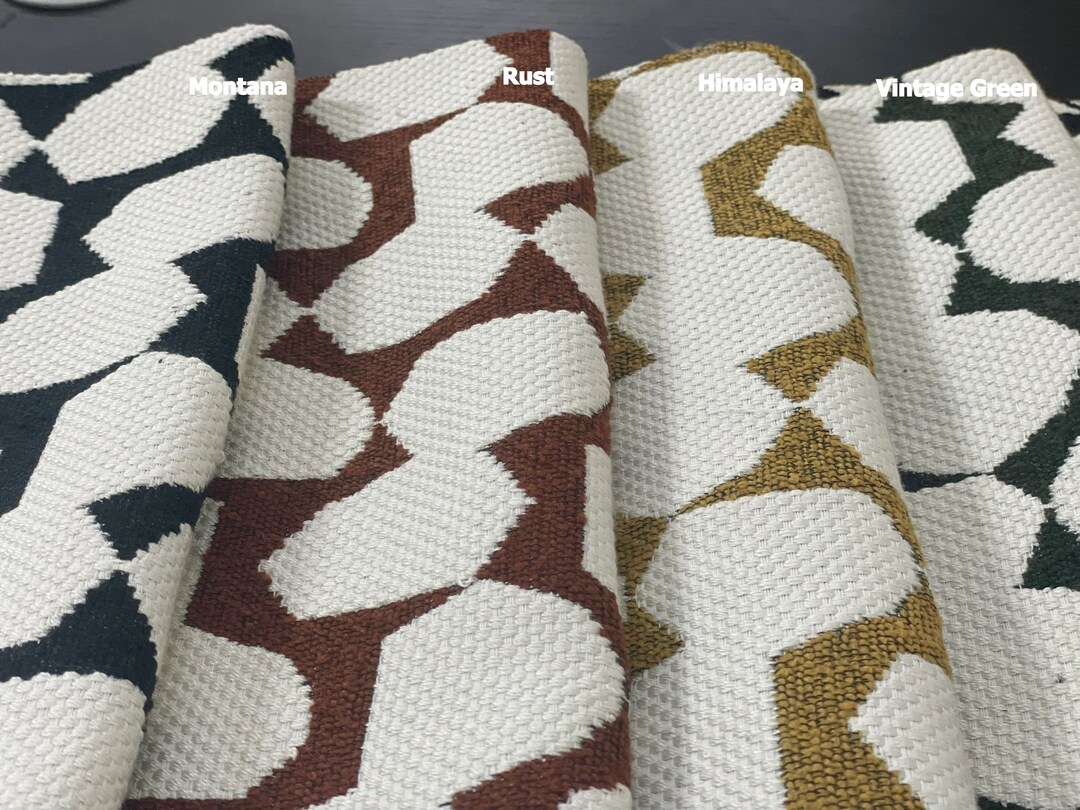 Retro Abstract Geometric Woven Large Scale Fabricmodern Designer ...