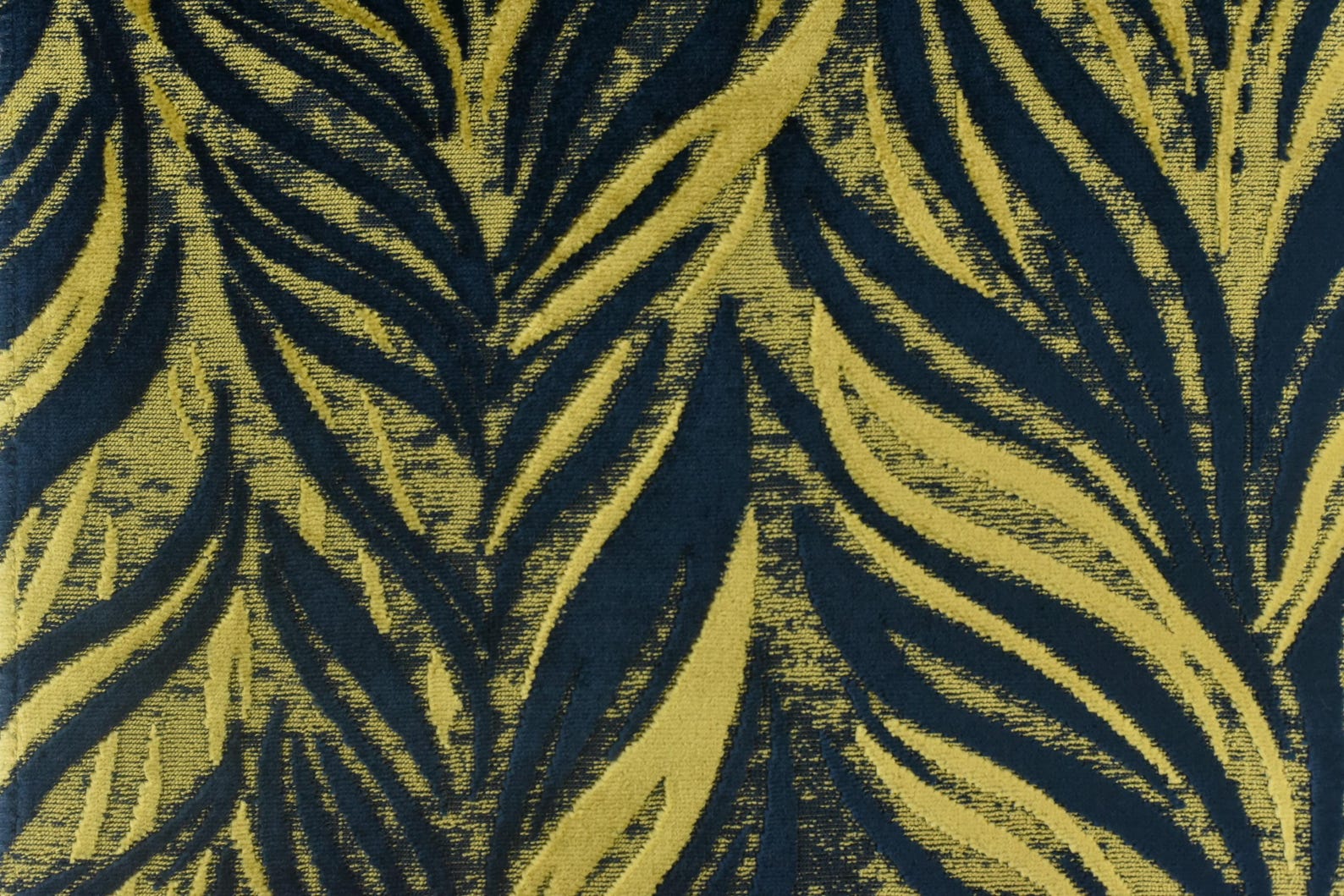 Heavyweight Blue Gold Pam Tree Leaves Raised Cut Velvet Upholsetry ...