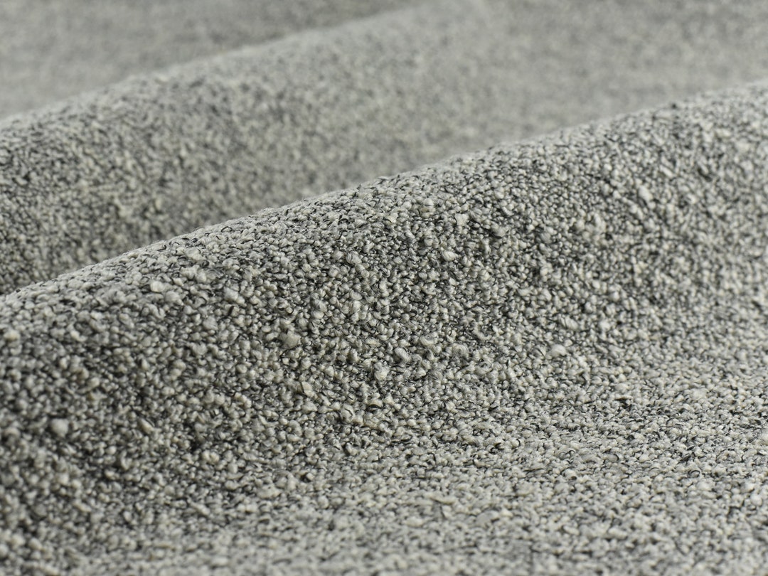 Grey Wool Blend Boucle Fabric Terry Loop Upholstery Fabric by the Yard ...