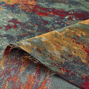 Designer Multi-colored Abstract Woven Jacquard Upholstery Fabric for ...