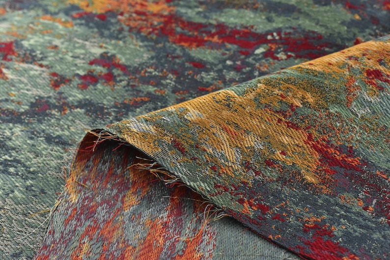 Designer Multi-colored Abstract Woven Jacquard Upholstery Fabric for ...