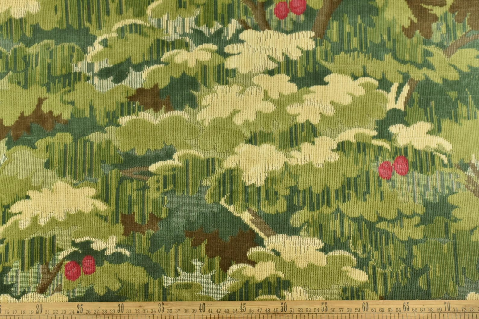 Heavy Wight Cotton Linen Blend Green Floral Raised Cut Vevet Upholstery ...