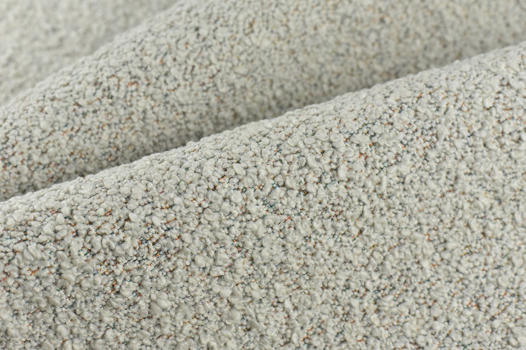 Designer Chunky and Heavy Duty Cream Grey Boucle Upholstery Fabric by ...