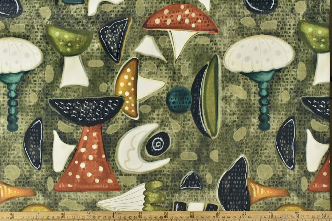 Vintage Home Decor Upholstery Fabric With Mushroom Print Velvet Fabric ...
