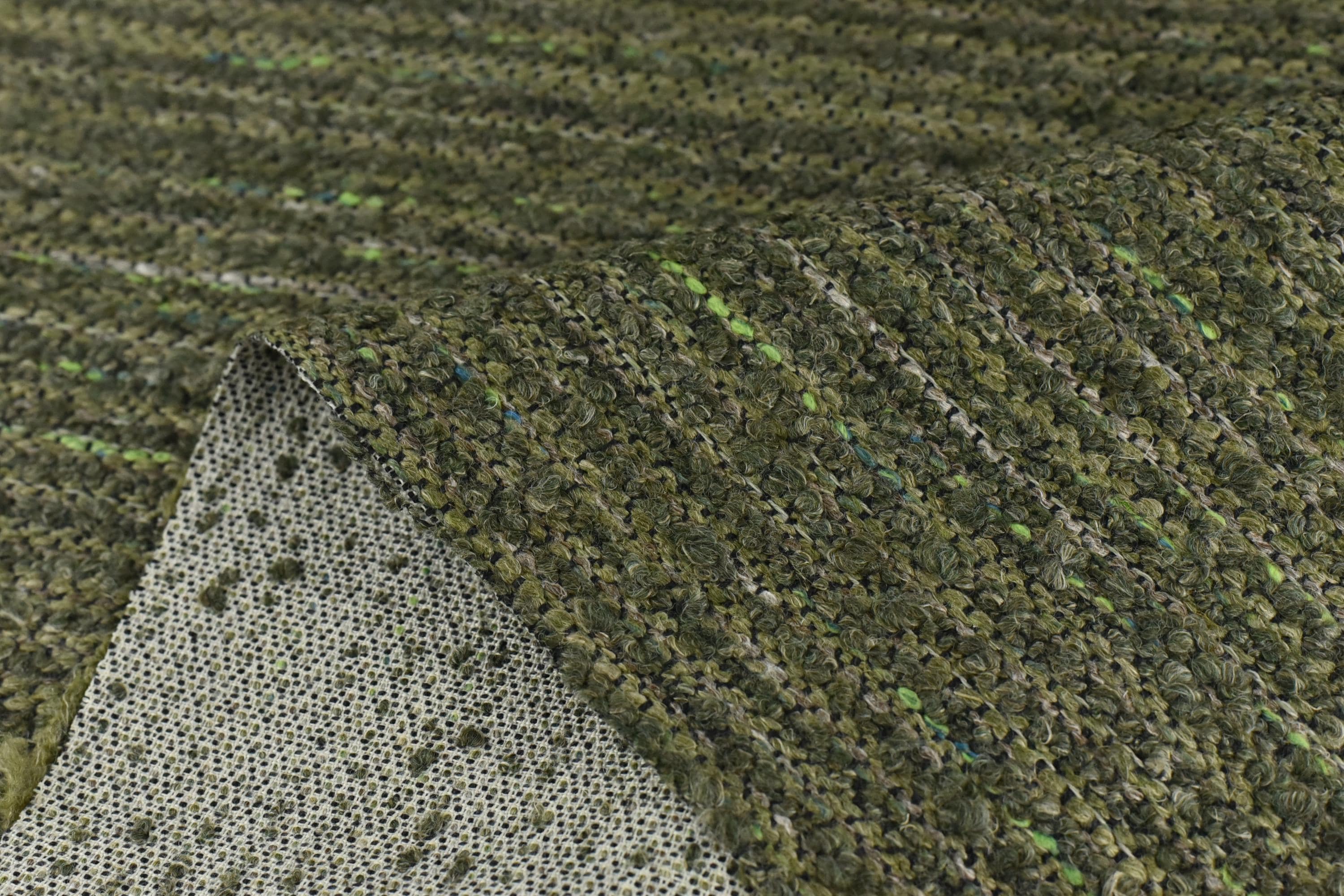 Olive Green Heavy Wool Linen Blend Boucle Upholstery Fabric|chunky ...