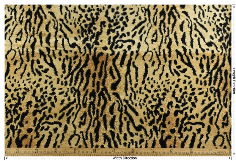 Heavy Weight Gold Black Exotic Tiger Skin Cut Velvet Upholstery Fabric ...