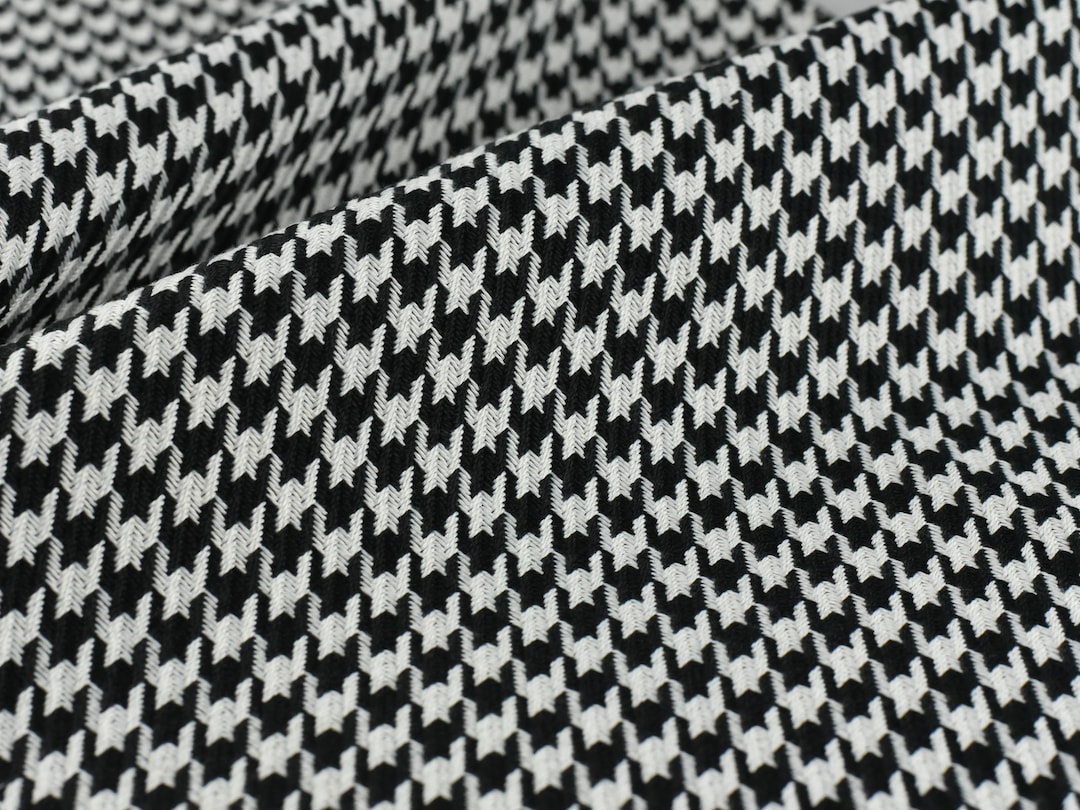 High End Woven Houndstooth Heavy Duty Upholstery Fabric in Black and ...