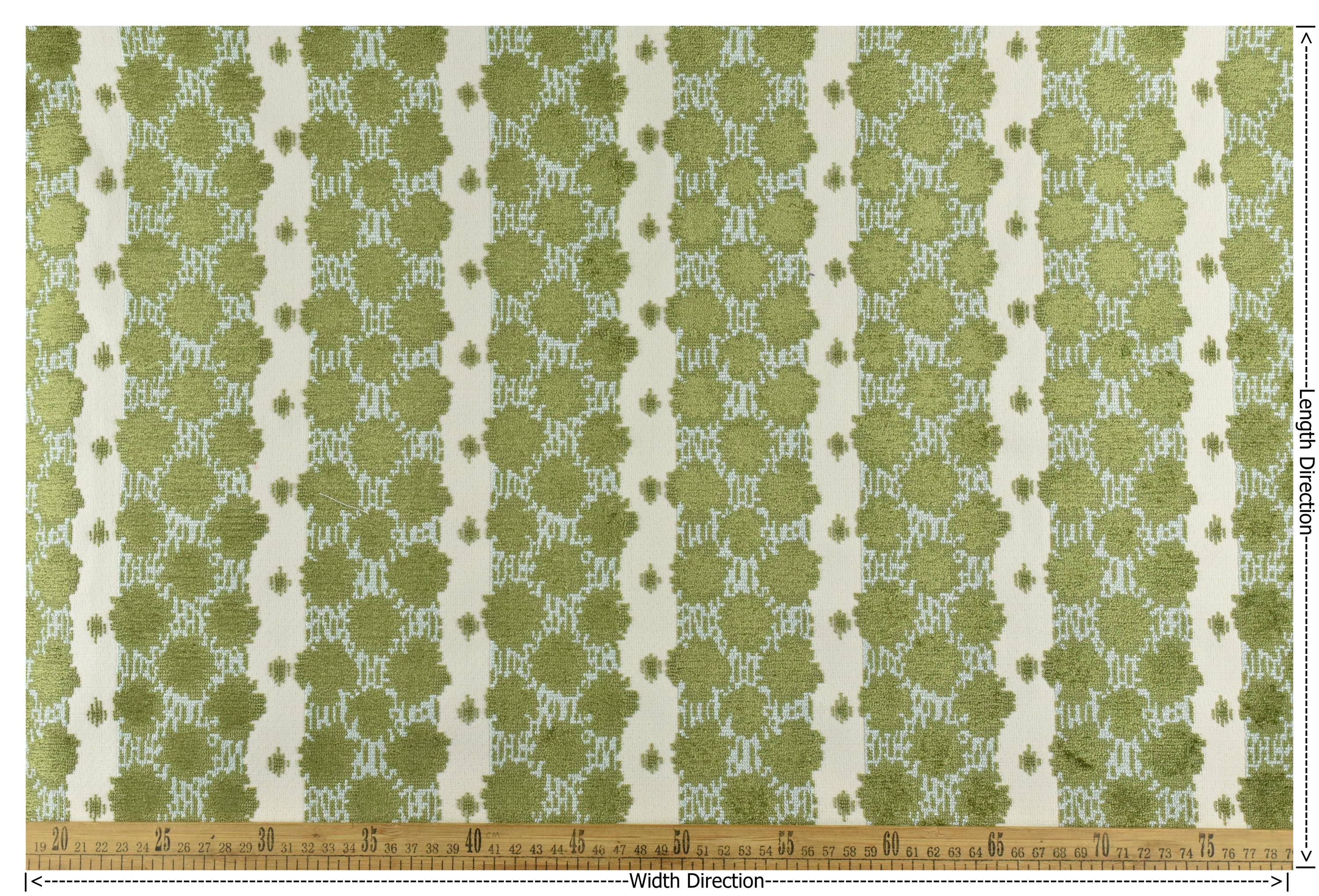 Heavy Weight Blue and Green Geometric Cut Velvet Upholstery Fabric ...